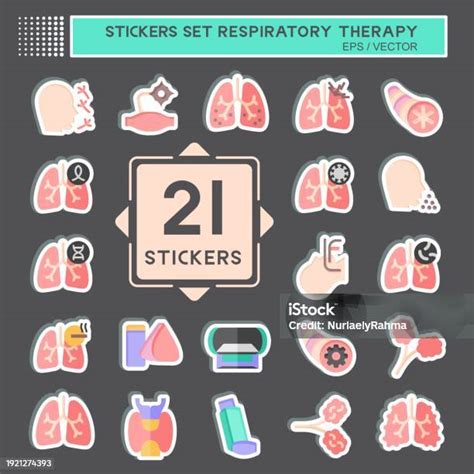 스티커 세트 호흡기 치료 건강 기호와 관련이 있습니다 심플한 디자인 편집 가능 간단한 일러스트레이션 개체 그룹에 대한 스톡 벡터 아트 및 기타 이미지 Istock