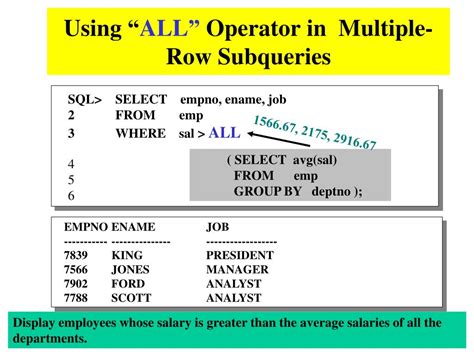 Ppt 6 Sub Queries Powerpoint Presentation Free Download Id3251912