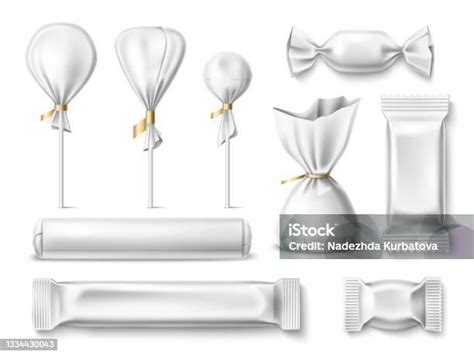 사탕 포장지 현실적인 다른 과자 흰색 빈 종이와 플라스틱 포장 설탕 식품 맛있는 제품 빈 모형 벡터 집합 초콜릿에 대한 스톡 벡터 아트 및 기타 이미지 Istock