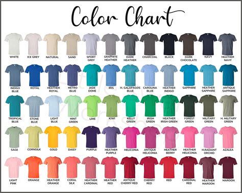 Gildan 64000 Color Chart 640 Color Chart Crew Neck Every 43 Off