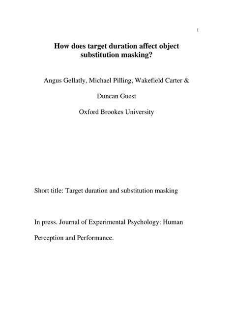 pdf how does target duration affect object substitution masking
