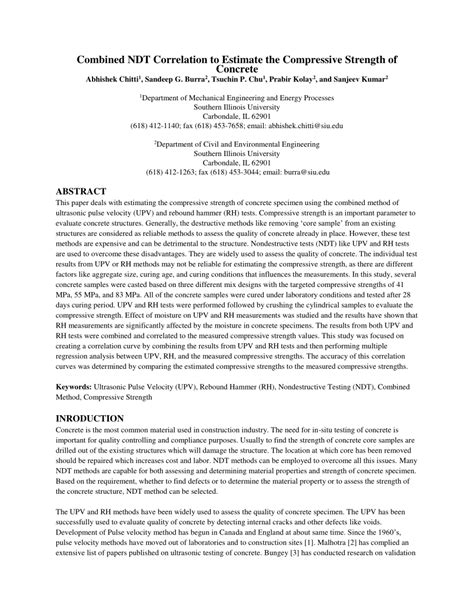 Pdf Combined Ndt Correlation To Estimate The Compressive Strength Of Concrete