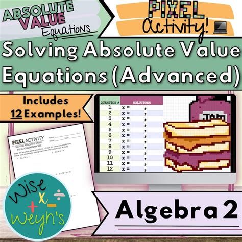 Solving Absolute Value Equations Advanced PIXEL Activity Algebra 2 Absolute Value