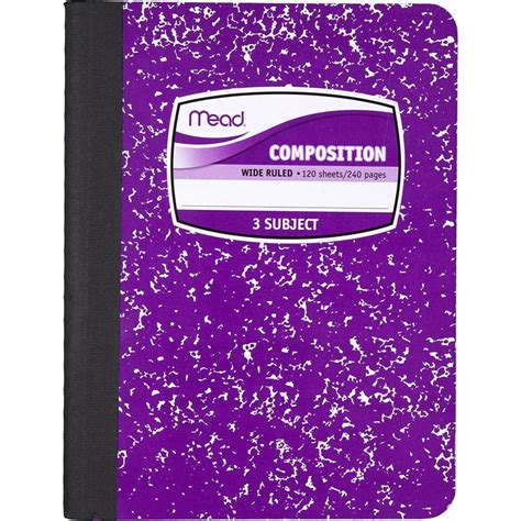 Mead Wide Ruled 3 Subject Composition Notebook 120 Sheets Assorted C Istiklal Library