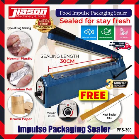 PFS-300 / PFS300 30CM Impulse Packaging Sealer w/ FOC Heat Sealer Film ...