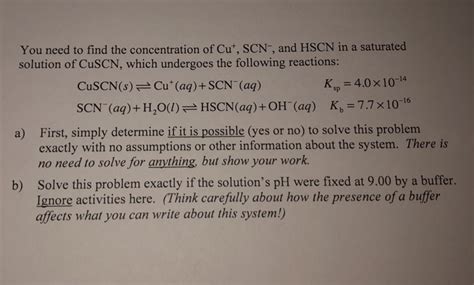 Solved You Need To Find The Concentration Of Cu Scn And
