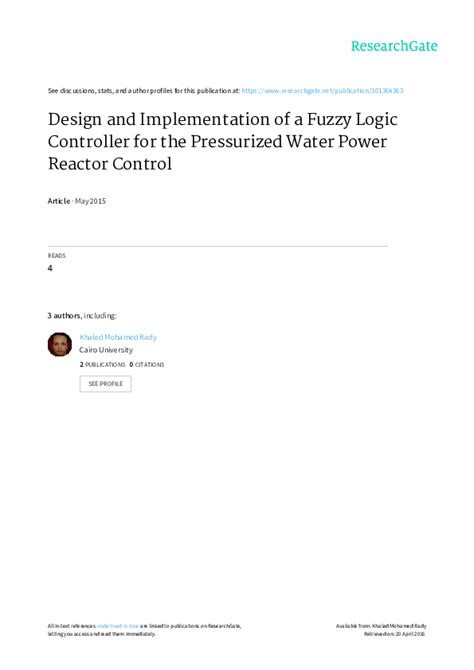 Pdf Design And Implementation Of A Fuzzy Logic Controller For The