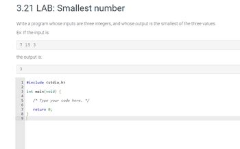 Answered 3 21 LAB Smallest Number Write A Program Whose Inputs Are