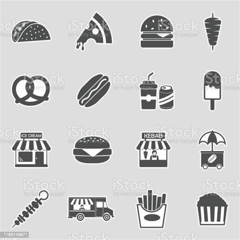 길거리 음식 아이콘입니다 스티커 디자인 벡터 일러스트레이션 아이스크림에 대한 스톡 벡터 아트 및 기타 이미지 아이스크림 아이콘 행상 Istock