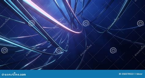 Abstract Digital Data Running Along Curve Cables Stock Illustration