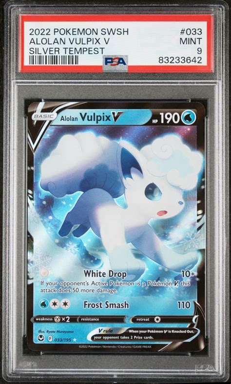 2022 Pokemon Sword And Shield Silver Tempest 033 Alolan Vulpix V Psa 9