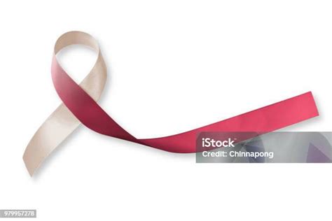 클리핑 경로 흰색 배경 구강 편평 세포 암 종 목 구멍 Laryngeal 인 두 암에 대 한 상징적인 활 색에 고립 된 부르고뉴 아이 보 리 리본으로 머리와 목 암 인식