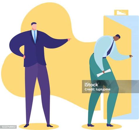 작업 문제 벡터 일러스트 만화 평면 슬픈 사업가 사무실 관리자 캐릭터는 흰색에 고립 된 나쁜 작업 개념에 대한 해고 가공의