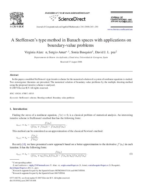 Pdf A Steffensens Type Method In Banach Spaces With Applications On