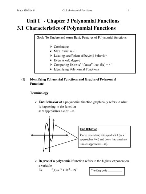 fillable online unit i chapter 3 polynomial functions 3 1