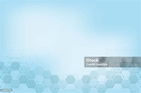 육각형 요소와 기하학적 추상 배경입니다 현대적인 디자인에 대 한 의료 배경 텍스처입니다 분자 구조와 육각형 패턴의 벡터 그림입니다 과학 및 기술 개념입니다 0명에 대한 스톡