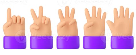 3d Human Fingers Count One Two Three Four Five Numbers Counting Waiting Mathematic