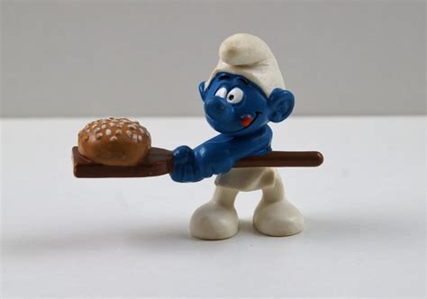 무료 이미지 장식 푸른 장난감 빵집 세밀화 그림 작은 입상 빵 굽는 사람 액션 피규어 스머프 수집 빵