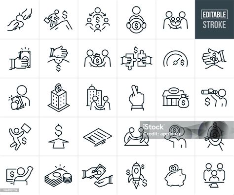 사업 자금 조달 및 벤처 캐피탈 얇은 선 아이콘 편집 가능한 획 빌림에 대한 스톡 벡터 아트 및 기타 이미지 빌림 아이콘 경제 Istock