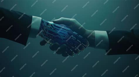A Handshake Is Overlaid With A Glowing Digital Circuit Pattern Symbolizing A Merger Of Human