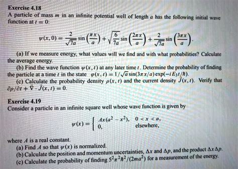 Exercise 418 Particle Of Mass M In An Infinite Potential Well Of Length