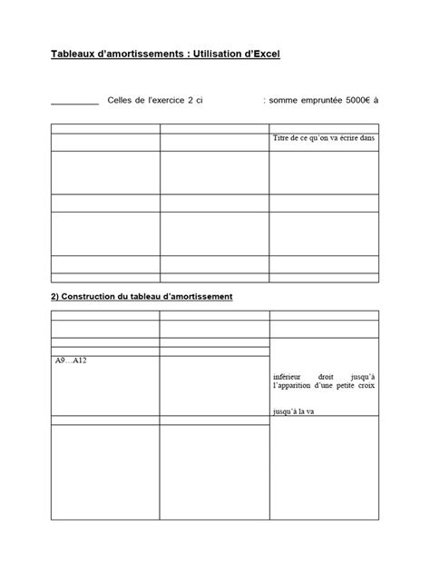 Utilisation Excel Tableau Damortissement Pdf