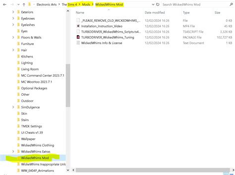 Extra Wicked Whims Folder Under Saves Technical Support