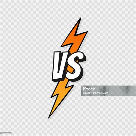 개념 Vs 싸움 전투 스포츠 경쟁 대회 경기 게임에 대한 투명 한 배경에 고립 번개 볼트와 그라데이션 스타일을 기호 대 벡터