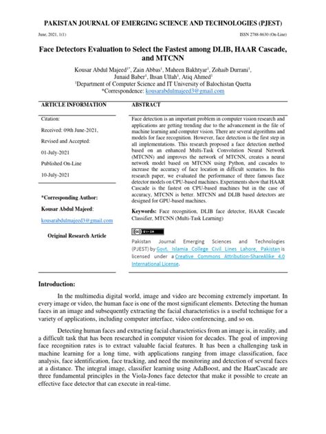 Face Detectors Evaluation To Select The Pdf Deep Learning