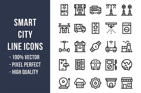 Premium Vector Smart City Line Icons