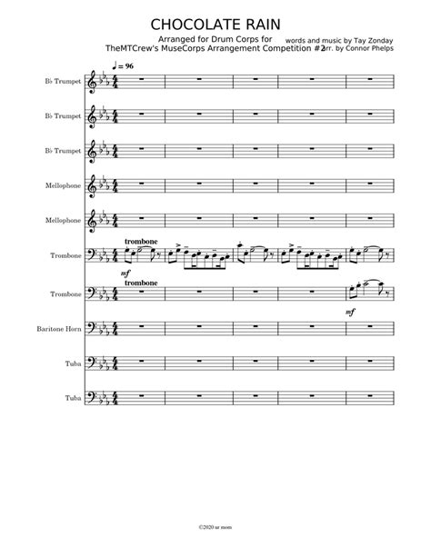 Chocolate Rain Arranged For Drum Corps Sheet Music For Tuba