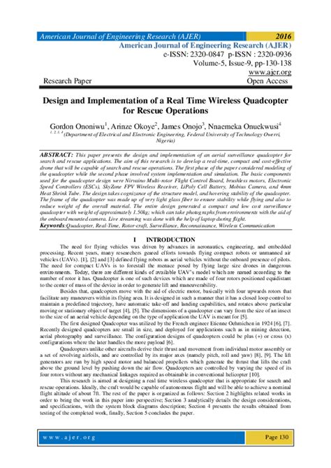 Pdf Design And Implementation Of A Real Time Wireless Quadcopter For Rescue Operations