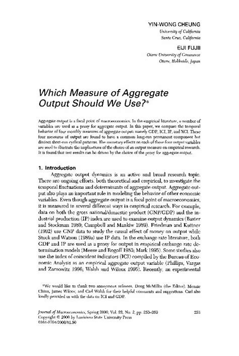 Pdf Which Measure Of Aggregate Output Should We Use Dokumentips