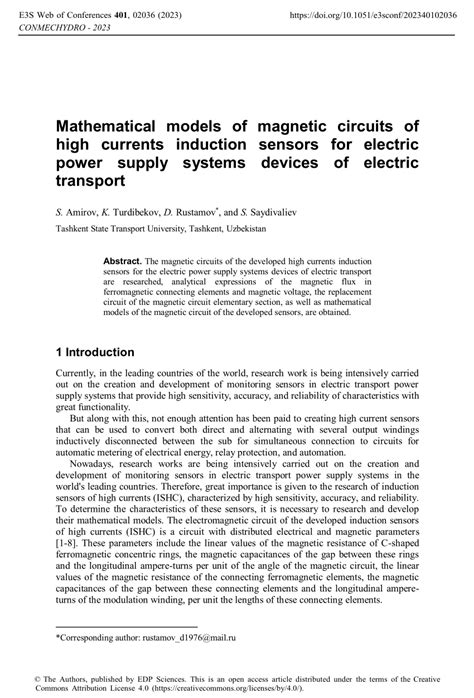 Pdf Mathematical Models Of Magnetic Circuits Of High Currents