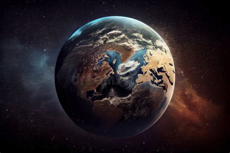 planet earth viewed from space realistic ilustration generative ai