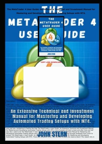 [download]pdf the metatrader 4 user guide an extensive technical and investment manual for