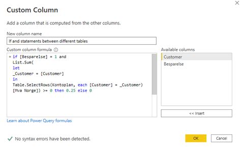 solved if and statements between different tables microsoft fabric