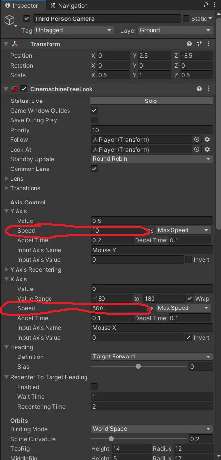 Cinemachine Trying To Refer To The Speed In Xy Axis For Script