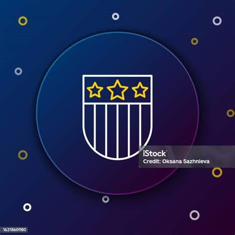 파란색 배경에 격리 된 별과 줄무늬 아이콘라인 쉴드 미국 국가 플래그 7월 4일 미국 독립기념일 다채로운 개요 개념 벡터 7월에 대한 스톡 벡터 아트 및 기타 이미지