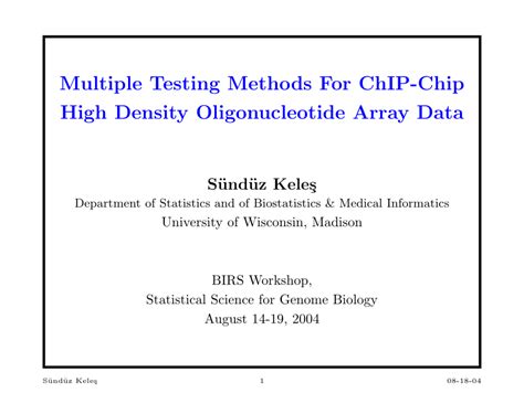 Pdf Multiple Testing Methods For Chipchip High Density