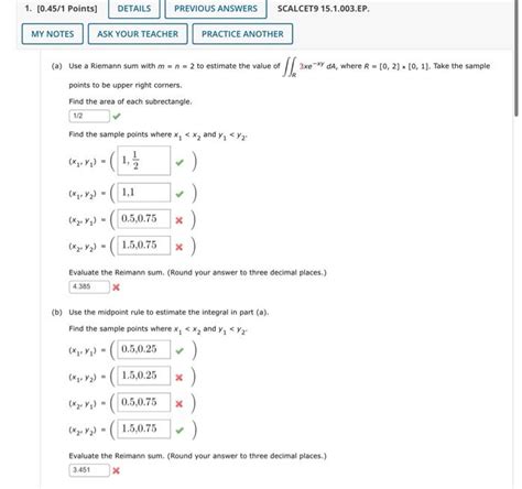 Solved A Use A Riemann Sum With Mn2 To Estimate The