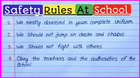 10 Lines Safety Rules At Schoolschoolsafety Rulesdata Education