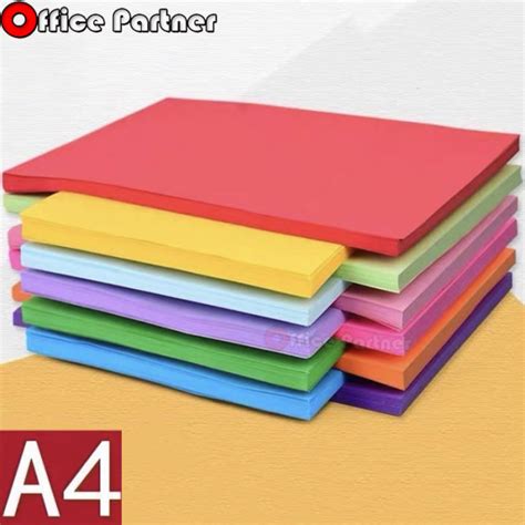 กระดาษสี ขนาด A4 กระดาษสี แบบบางสี 2 หน้า กระดาษสีโปสเตอร์ ความหนา 70 แกรม คละสี แพ็ค 50 100