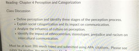 Reading Chapter 4 Perception And Categorization