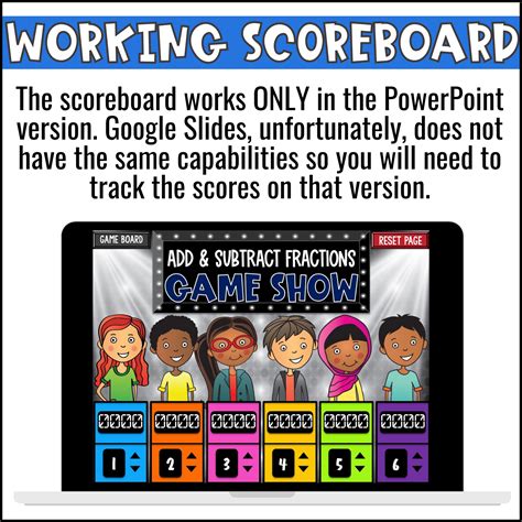 Add And Subtract Fractions Game Show 4th Grade Math Review Game 4nf