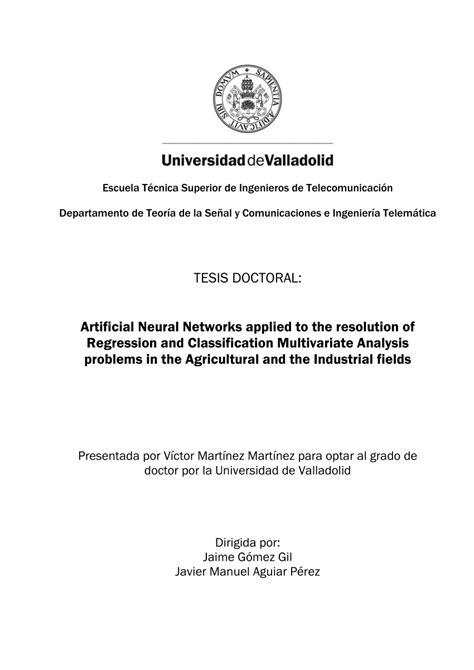 pdf artificial neural networks applied to the resolution of