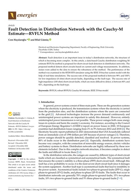 pdf fault detection in distribution network with the cauchy m