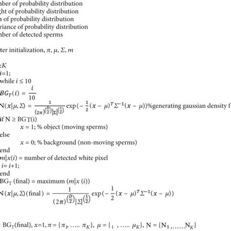 Pseudocode Of Modified Gaussian Mixture Model Download Scientific