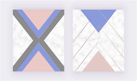 대리석 질감에 분홍색 파란색 삼각형 모양의 현대적인 기하학적 표지 디자인 0명에 대한 스톡 벡터 아트 및 기타 이미지 0명