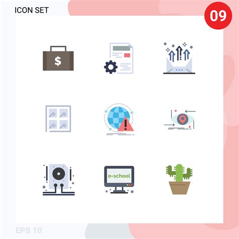 Universal Icon Symbols Group Of 9 Modern Flat Colors Of Building Window Config Letter